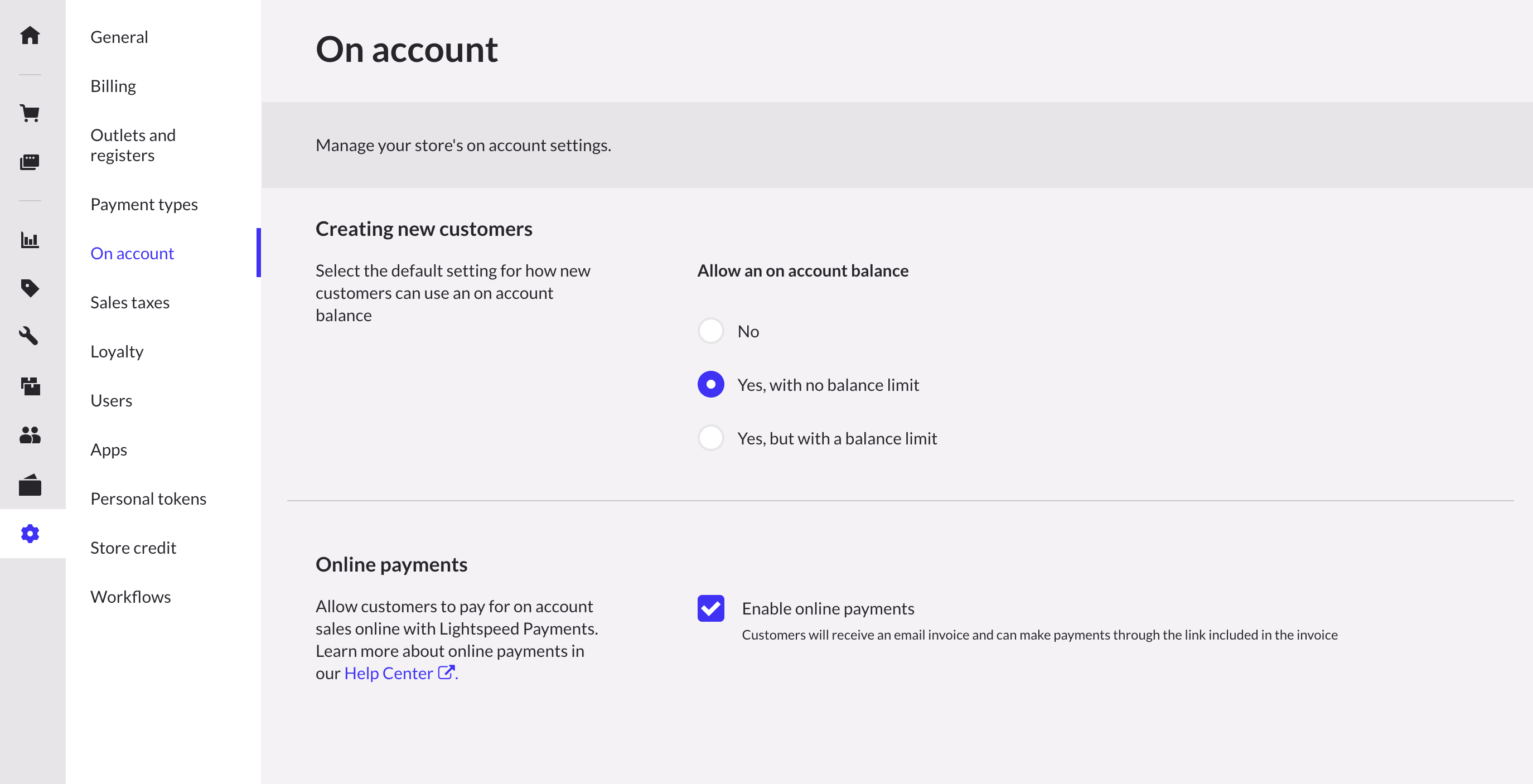 Setting on account limits – Lightspeed Retail (X-Series)