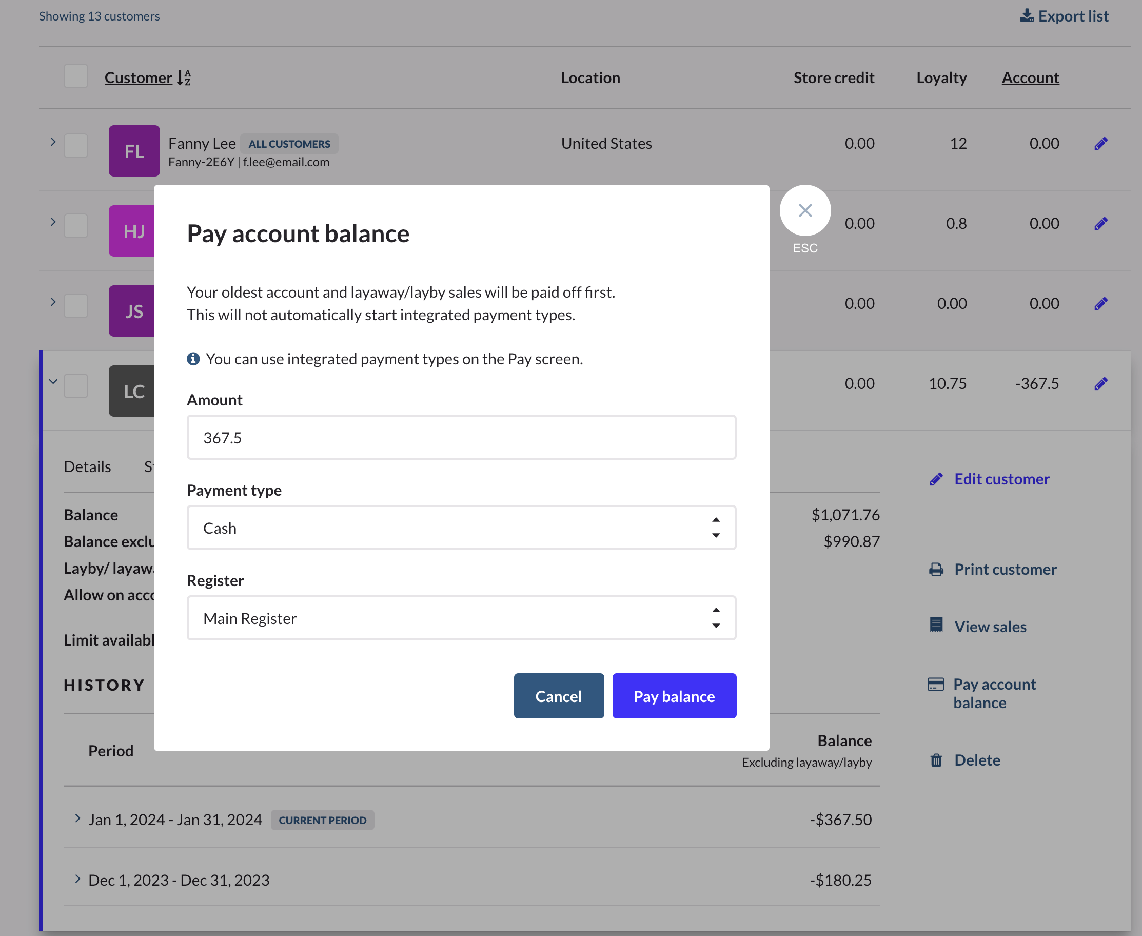 Managing on account balances – Lightspeed Retail (X-Series)