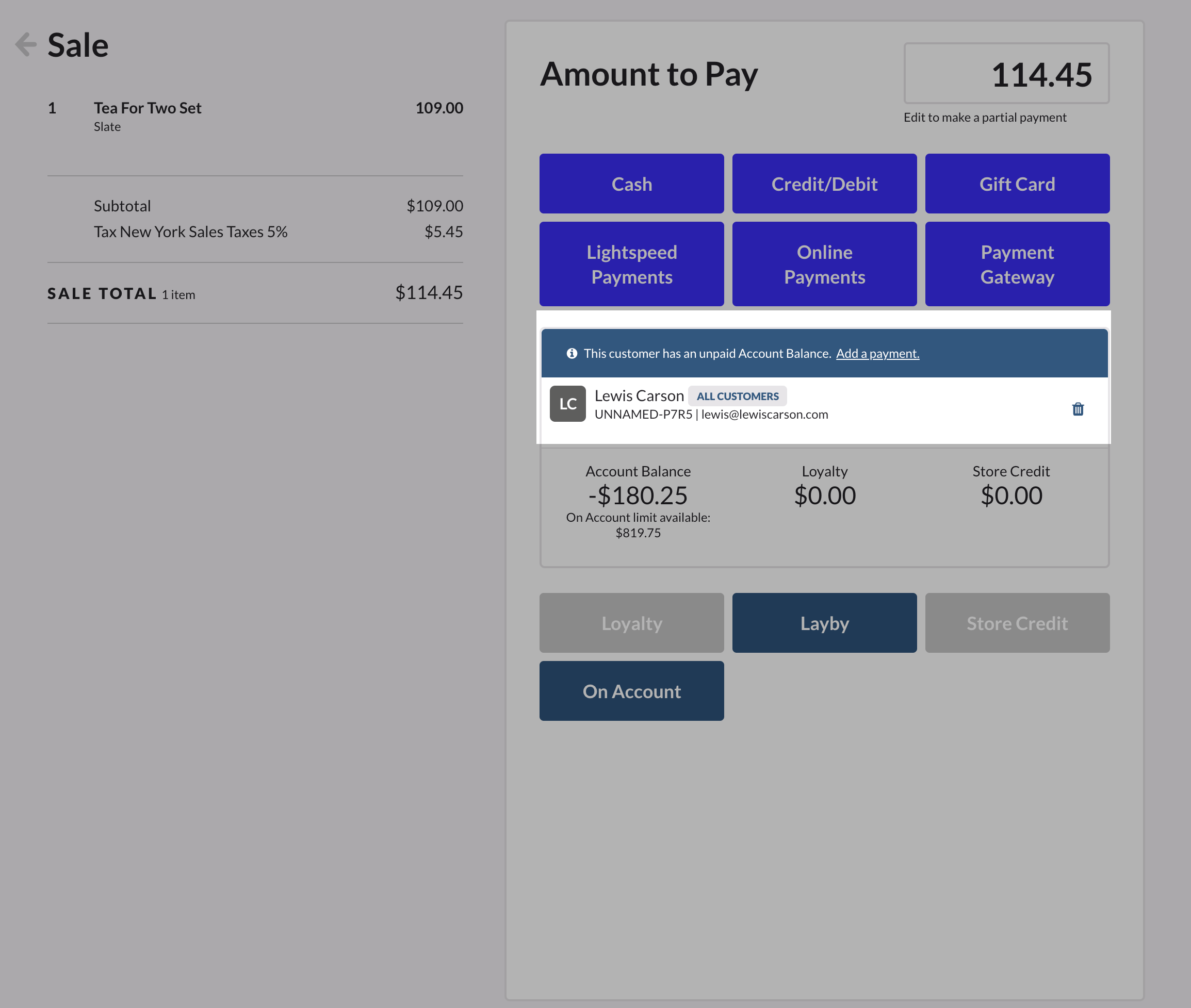 Managing on account balances – Lightspeed Retail (X-Series)