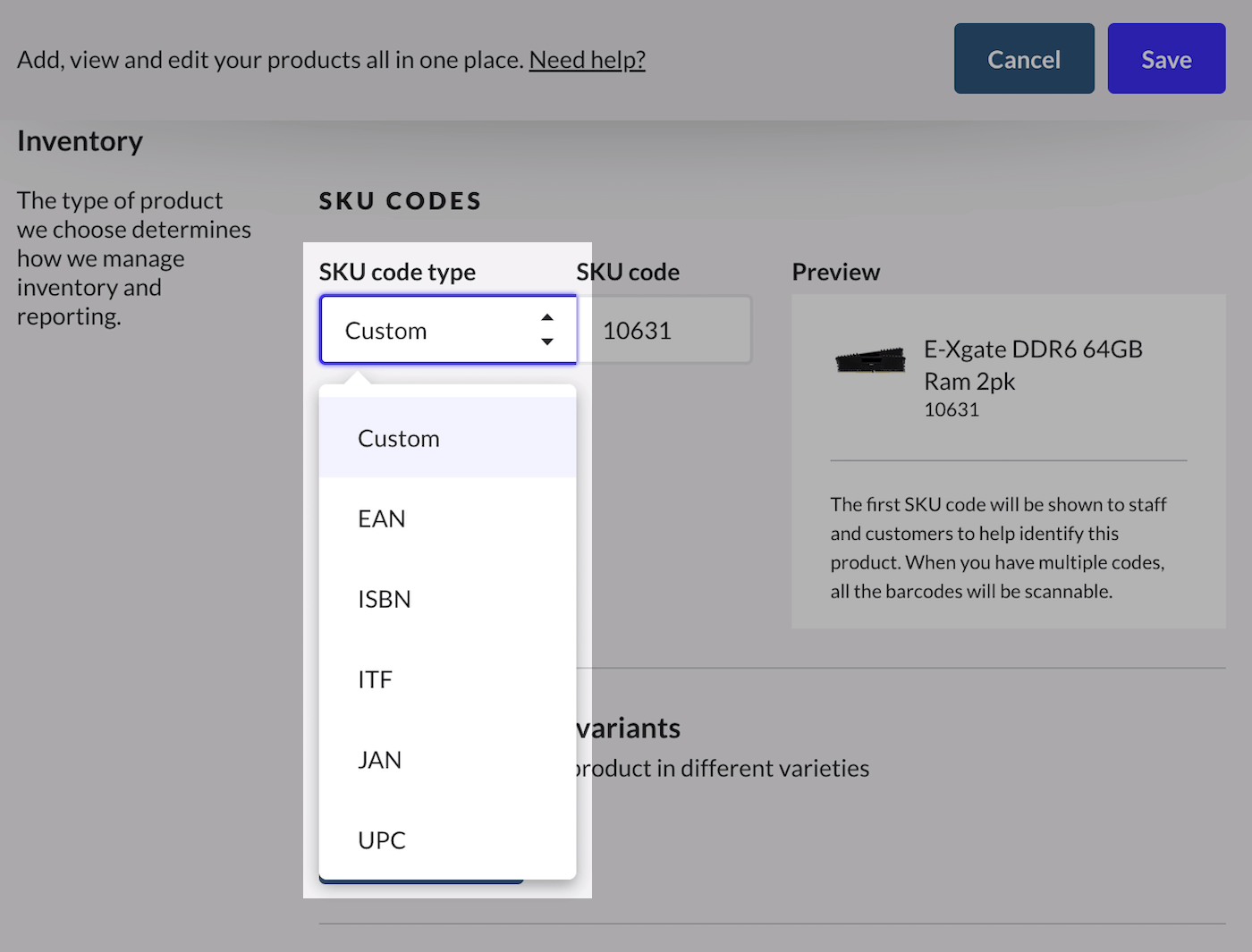Adding and editing scannable barcodes – Lightspeed Retail (X-Series)