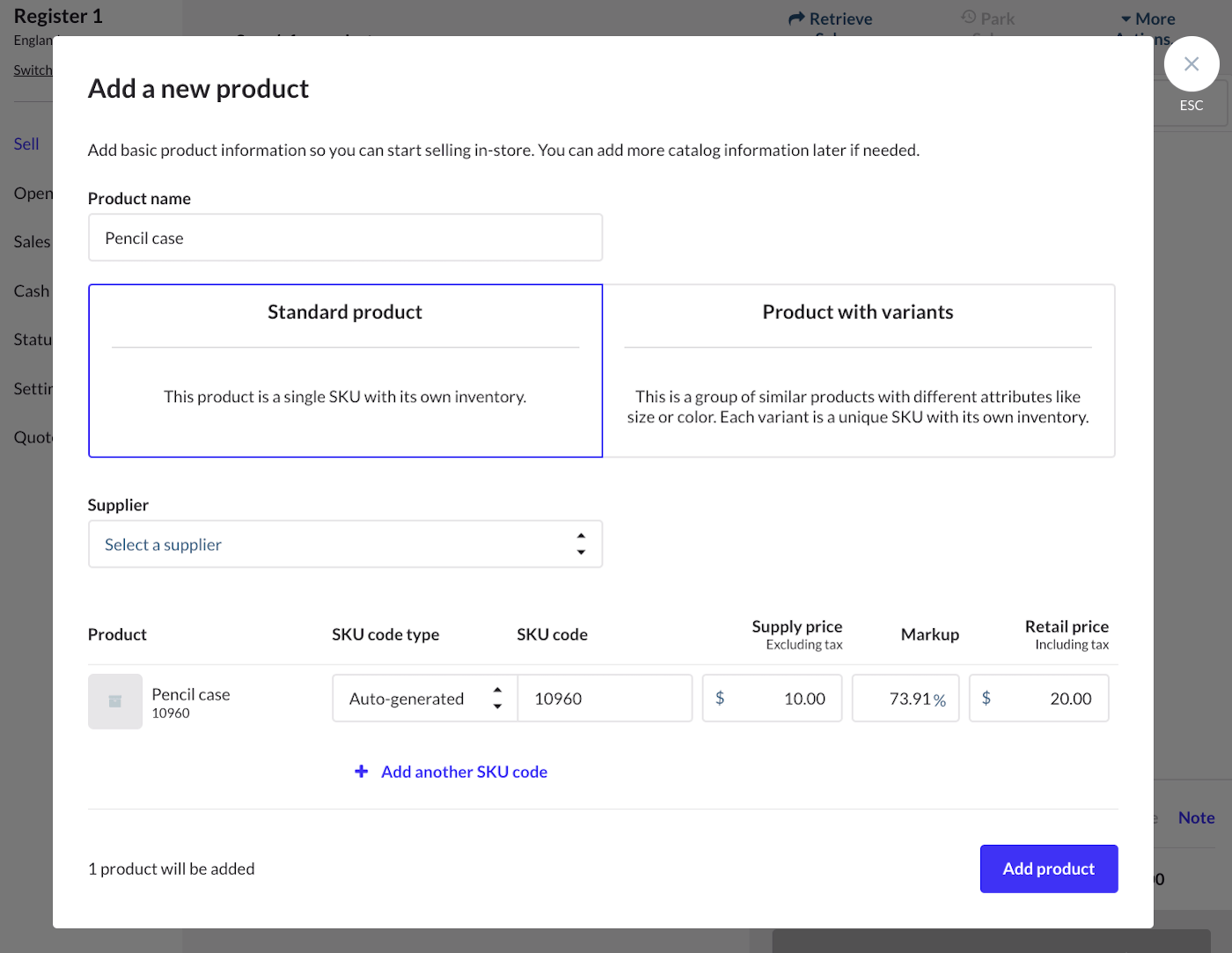 Using the quick add product modal – Lightspeed Retail (X-Series)