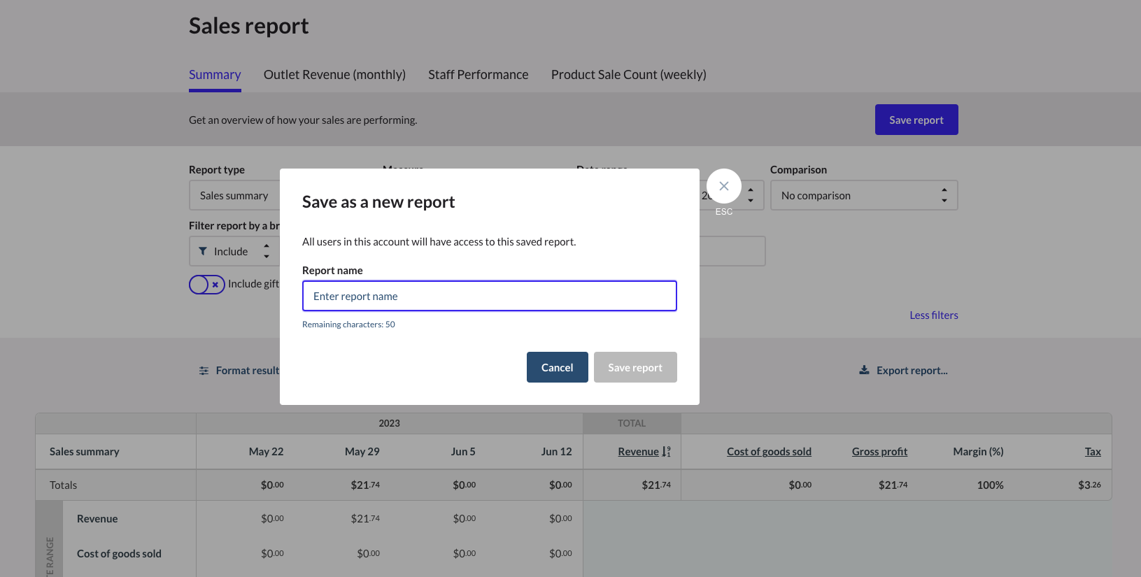 Saving customized reports – Lightspeed Retail (X-Series)