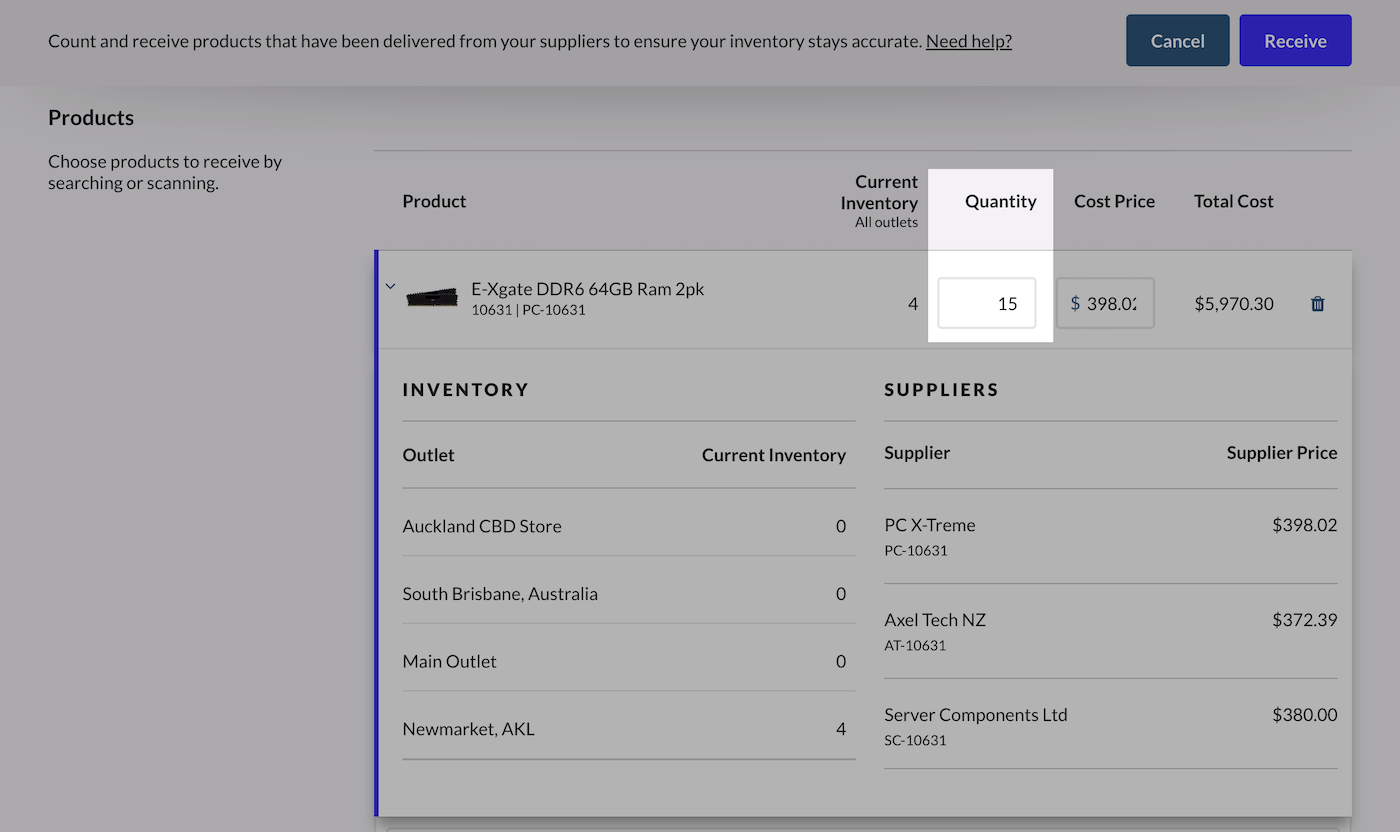 Receiving stock without a purchase order – Lightspeed Retail (X-Series)