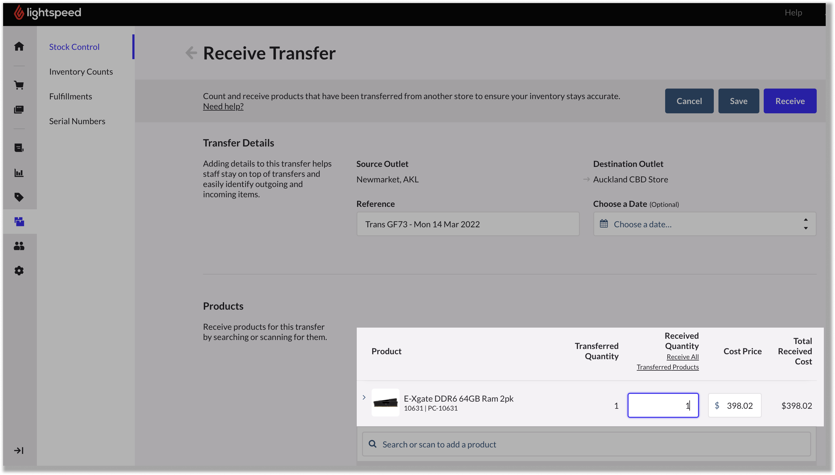 Transferring stock in Retail POS (X-Series) – Lightspeed Retail (X-Series)