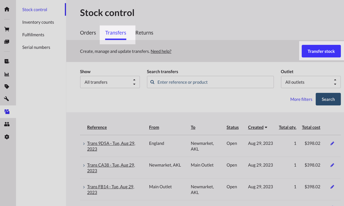 Transferring stock in Retail POS (X-Series) – Lightspeed Retail (X-Series)