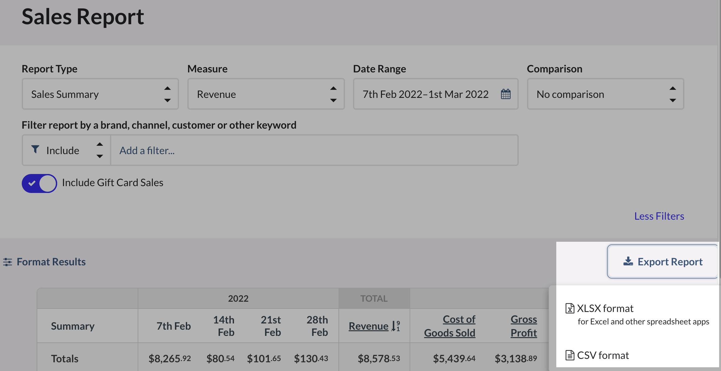 Using the sales summary report – Lightspeed Retail (X-Series)