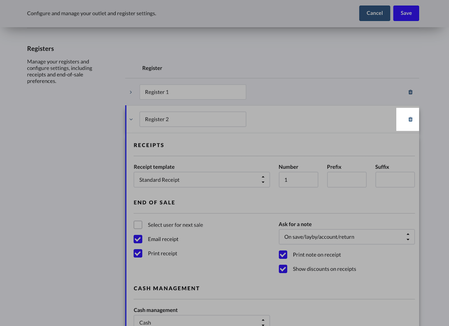 Deleting outlets and registers – Lightspeed Retail (X-Series)