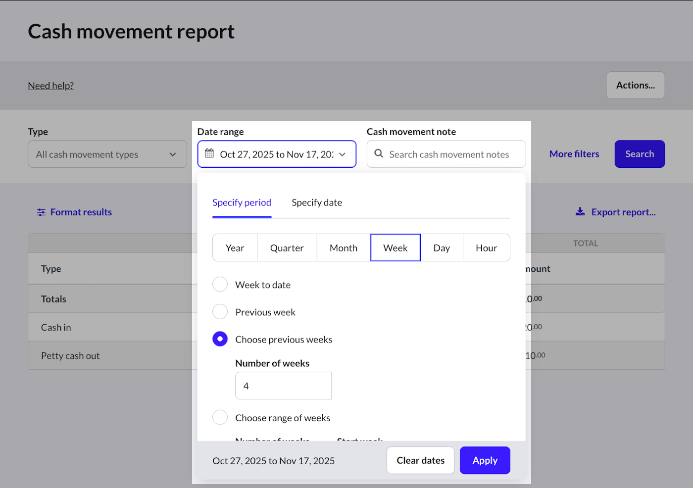 Using the cash movements report – Lightspeed Retail (X-Series)