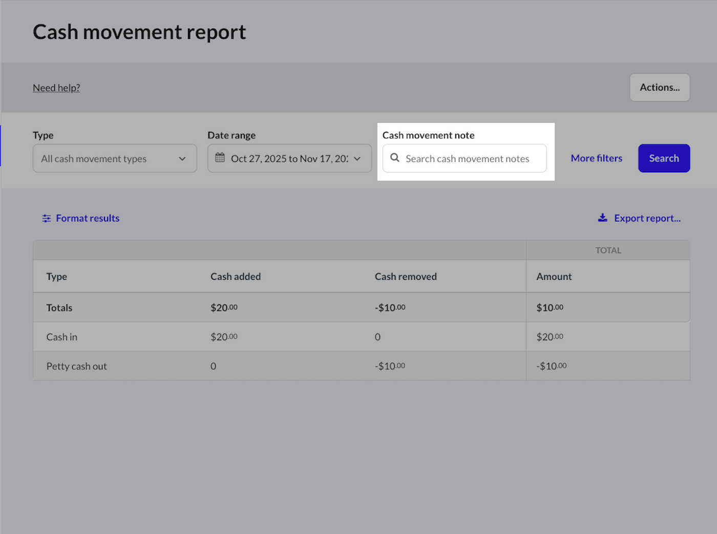 Using the cash movement report – Lightspeed Retail (X-Series)