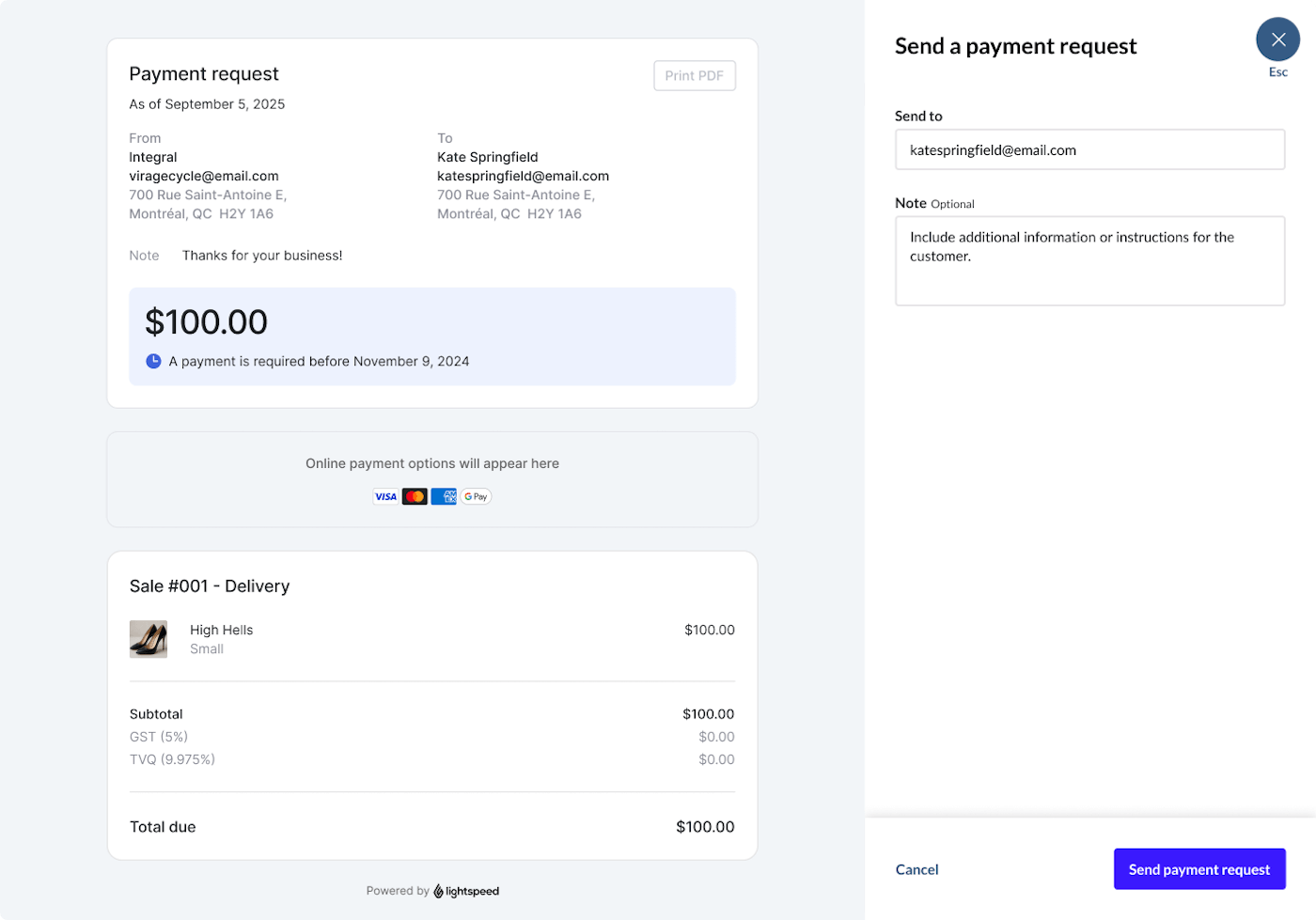 Taking deposits and requesting payment – Lightspeed Retail (X-Series)